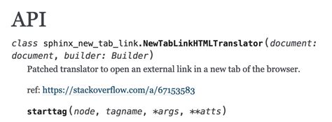 Sphinxextautodocでdocstringを元に作ったhtmlの中の外部リンクも、sphinx New Tab Link を使っ