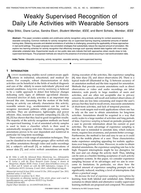 Pdf Weakly Supervised Recognition Of Daily Life Activities With Wearable Sensors