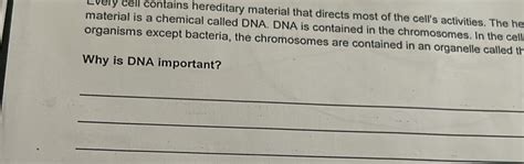 Solved Every Cell Contains Hereditary Material That Directs Most Of
