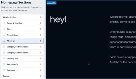 adding and editing site sections ecwid help center