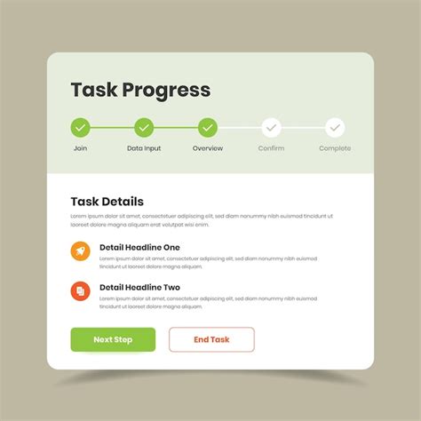 Premium Vector Task Progress Steps Controller Or Tracker Ui Design With Summary Text For