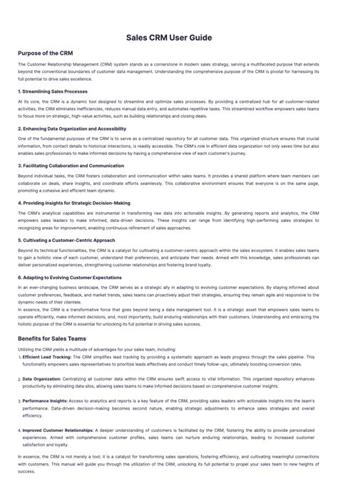 Free Sales Crm User Guide Template To Edit Online