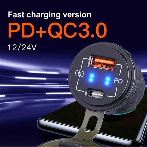 Pd Qc3 0 Dual Port Waterproof Charger Socket With 36w 6a Usb Outlet For Fast 12v 24v Charging Of