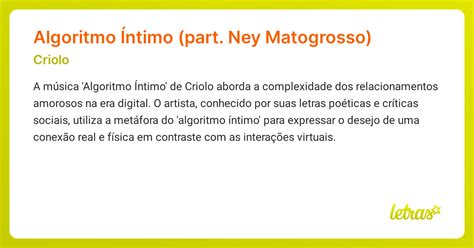Significado Da Música Algoritmo Íntimo Part Ney Matogrosso Criolo