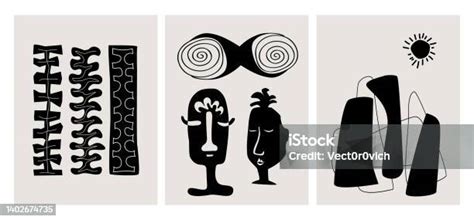 추상적 인 모양과 형태 현대 벽 예술 포스터 세트 벡터 일러스트 레이 션 그래픽 프린트 디자인 요소에 대한 스톡 벡터 아트 및 기타 이미지 디자인 요소 장식용 조각상