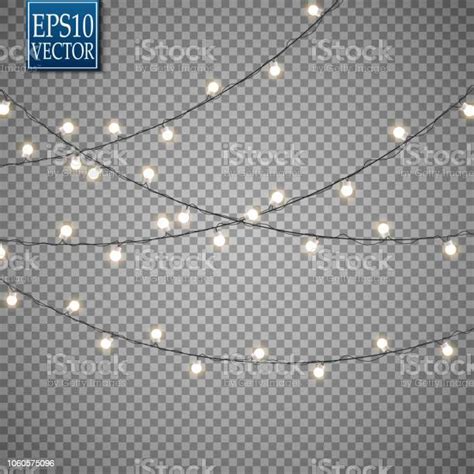 크리스마스 빛 투명 한 배경에 고립입니다 황금 크리스마스 빛나는 갈 랜드의 집합입니다 벡터 일러스트 레이 션 개체 그룹에 대한 스톡 벡터 아트 및 기타 이미지 Istock