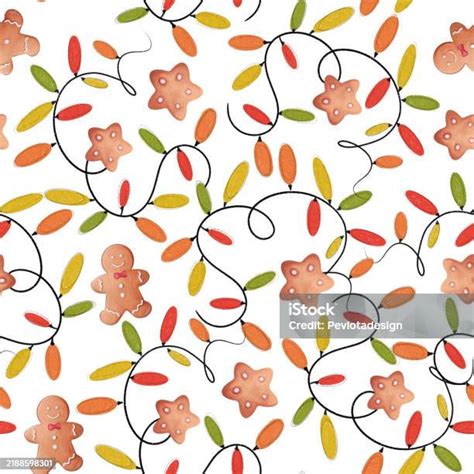 휴일 그림입니다 진저 브레드 남자와 쿠키와 크리스마스 완벽 한 패턴 포장지 포장 직물 직물 카드 배경 0명에 대한 스톡 벡터 아트 및 기타 이미지 Istock