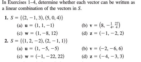 Solved In Exercises 1 4 Determine Whether Each Vector Can Chegg Com