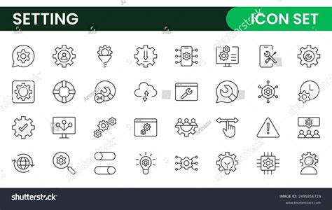 Settings Icon Set Containing Options Configuration Stock Vector Royalty Free 2495856729