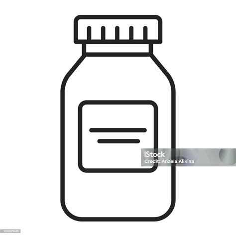 알약 병 검은 선 아이콘입니다 의약품 웹 페이지 모바일 앱 프로모션에 대한 픽토그램 편집 가능한 스트로크입니다 항아리에 대한 스톡 벡터 아트 및 기타 이미지 Istock