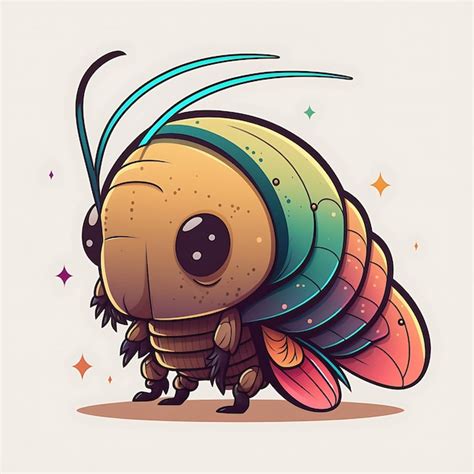 Premium Ai Image Kawaii Roach Digital Art Style Colorful