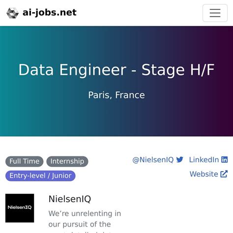 Hiring Data Engineer Stage Hf In Paris France Raimljobs