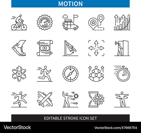 Motion Editable Stroke Icon Set Royalty Free Vector Image