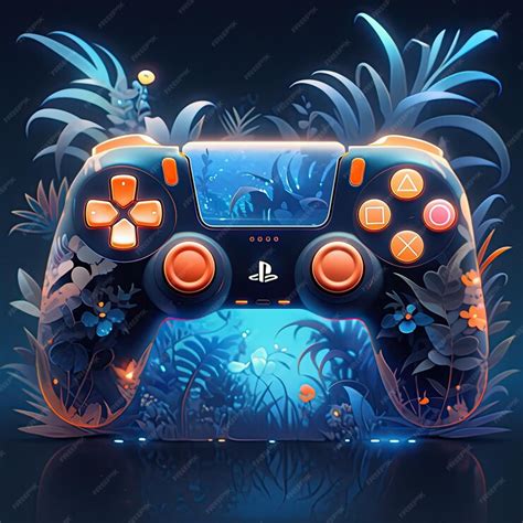 Premium Ai Image Console Dualshock Gamepad Anime Futuristic Illustration Mystical Fantasy Art