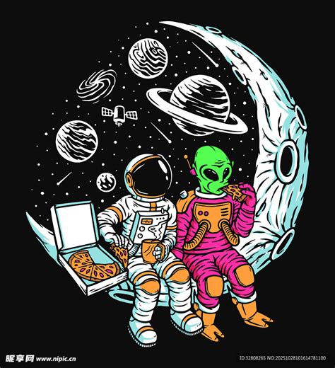 宇航员与外星人的太空奇遇设计图动漫人物动漫动画设计图库昵图网