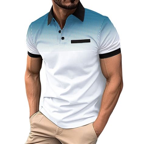 Towed22 Mens Classic Plaid Splicing Short Sleeve Golf Polo Business