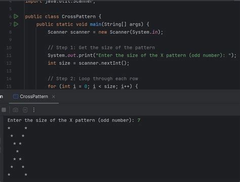 Java Program To Print A Cross X Pattern