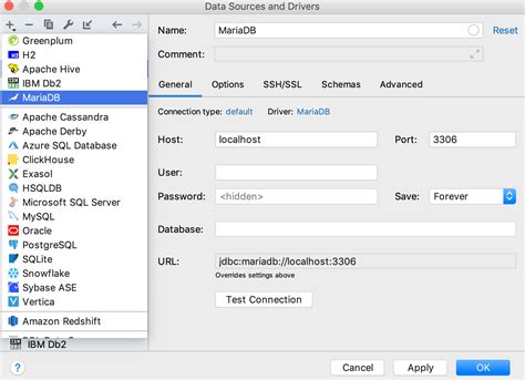Database Connection—webstorm