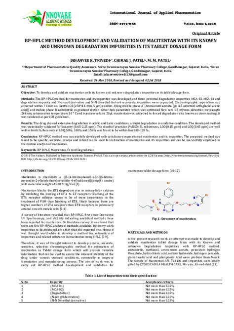 pdf rp hplc method development and validation of macitentan with its