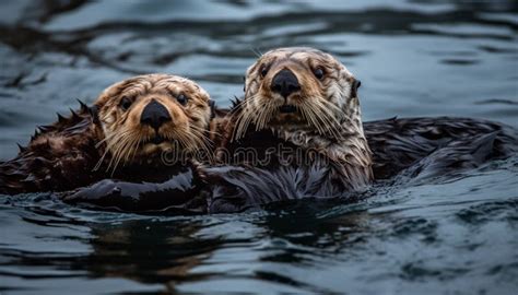 Cute Seal Pup Swimming Underwater Playful And Looking At Camera Stock Illustration