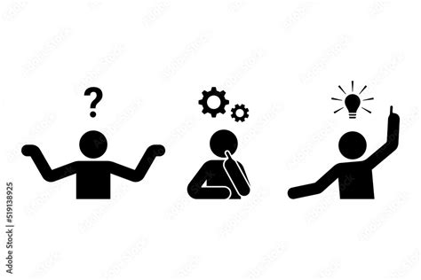 Stick Figure Man Problem Solution Reasoning Vector Illustration Task Question Thinking Idea