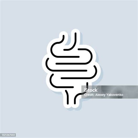 건강한 소화관 스티커 장 염증 아이콘 복 통 변비 창 자 맹 장 염 격리된 배경의 벡터입니다 Eps 10 창자에 대한 스톡 벡터
