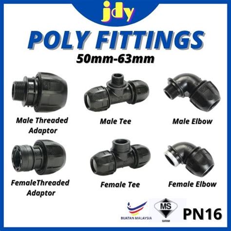 Hdpe Poly Fitting Poly Pipe Connector Mta Fta Male Elbow Female Elbow Male Tee Female Tee 50mm