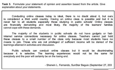 Task 3 Formulate Your Statement Of Opinion StudyX