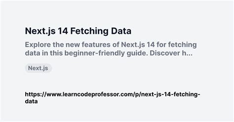 next js 14 fetching data learncodeprofessor
