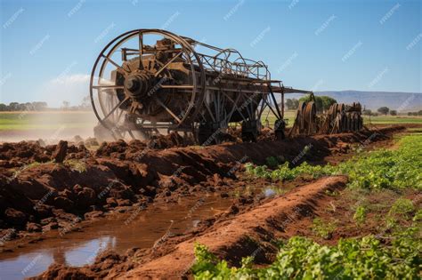 Los Sistemas De Riego Combaten La Sequía En Campos áridos Generativa Ia