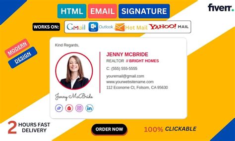create clickable html animated email signature design for gmail