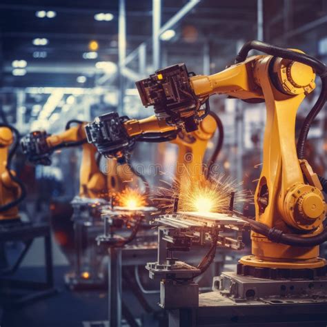 Heavy Automation Robot Arm Machine In Smart Factory Industry Industry 4 0 Stock Illustration