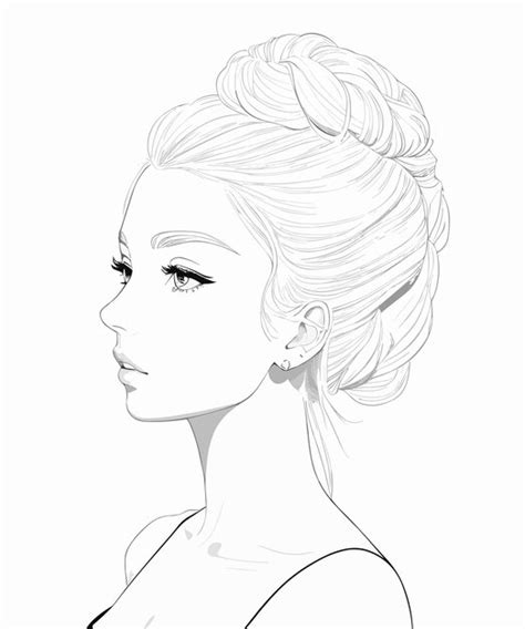 Premium Vector A Sketch Of A Girl With A Bun