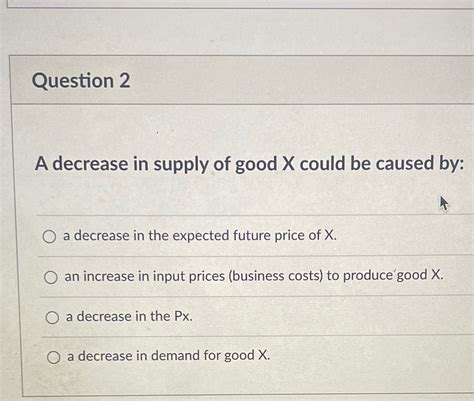 Solved Question 2a Decrease In Supply Of Good X ﻿could Be