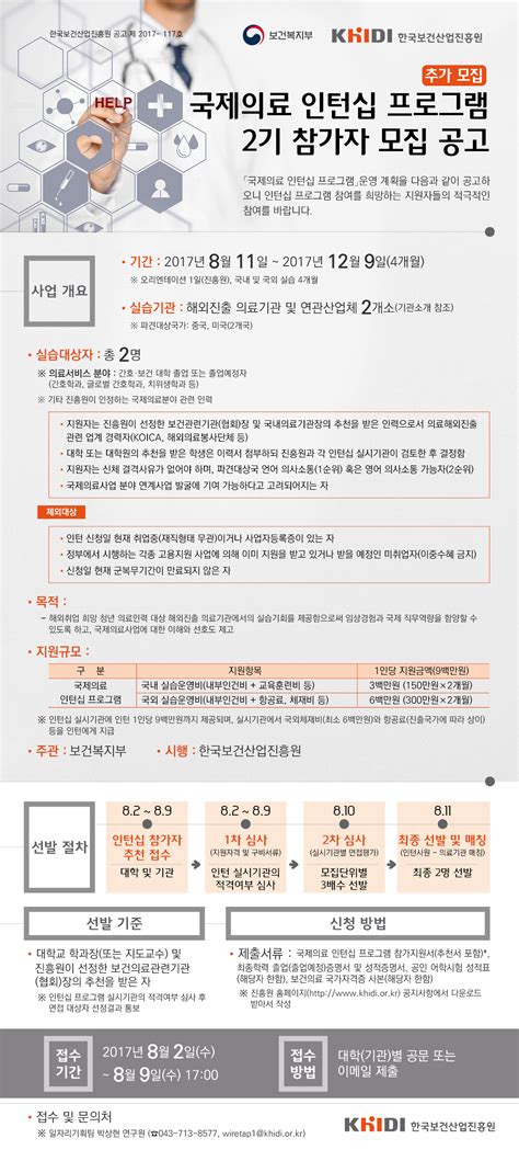 2017 국제의료 인턴십 프로그램 2기 참가자 추가 모집