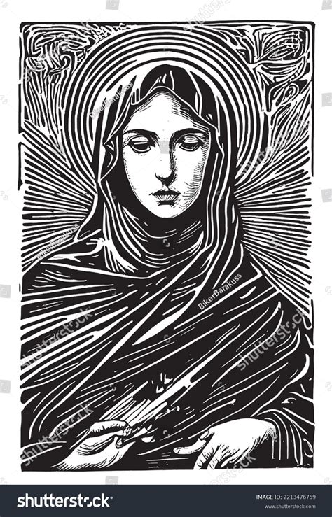 Virgen María Madre De Jezus Dibujando Vector De Stock Libre De Regalías 2213476759