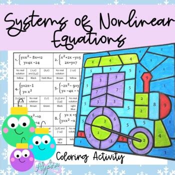 Solving Systems Of Nonlinear Equations Coloring Activity Tpt