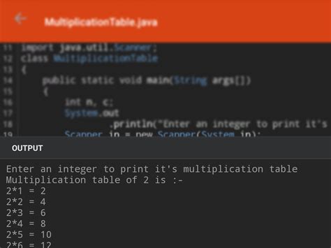 Java Program To Print Multiplication Table