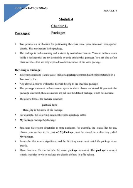 Module 4 Java Notesdocx Notes About Java Pdf