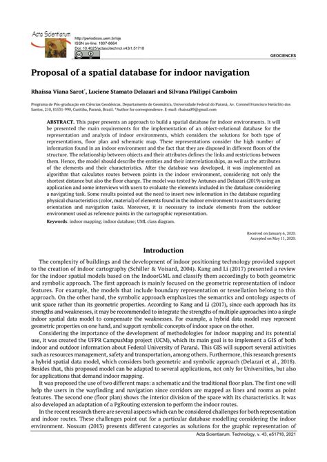 Pdf Proposal Of A Spatial Database For Indoor Navigation
