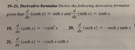 Solved 1921 Derivative Formulas Derive The Following Chegg Com