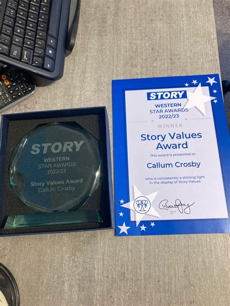 Callum Crosby On Linkedin Proud To Receive The Story Values Award At Our Western End Of Year