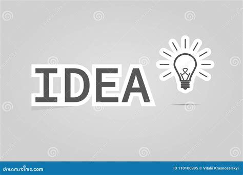 Bulb Light Idea Text In Flat Design On A Grey Colored Stock Vector Illustration Of Icons