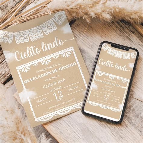 Spanish Cielito Lindo Gender Reveal Invitation Invitación De