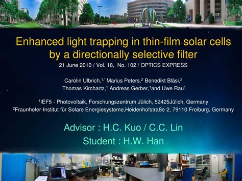 Ppt Enhanced Light Trapping In Thin Film Solar Cells By A
