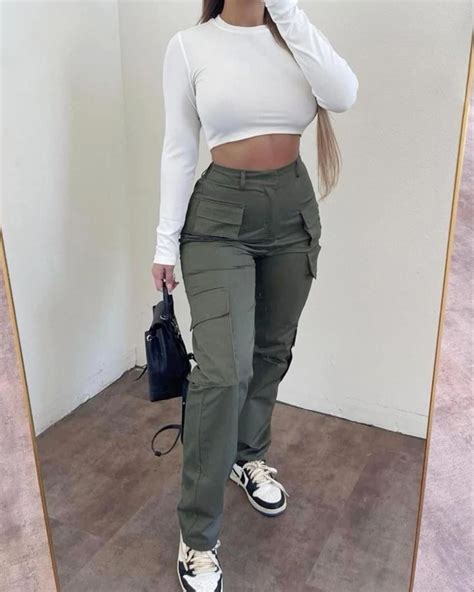 Cargo Pants Outfit Summer Straight Leg Khaki Cargo Pants High Rise