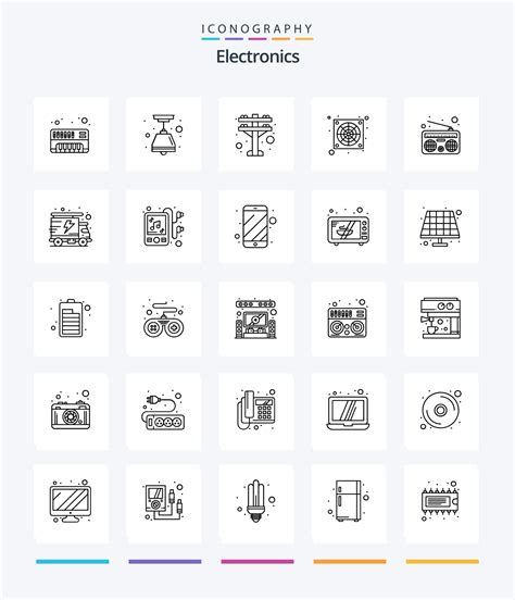 Paquete de iconos de contornos de electrónica creativa como camión energía poder radio