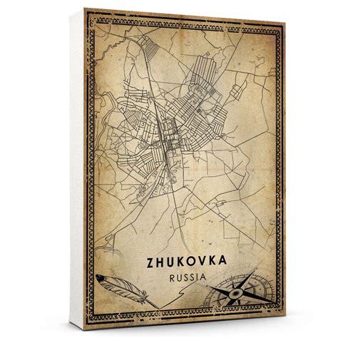 Zhukovka Vintage Map Prints Canvas Russia Map Art Canvas Canvas