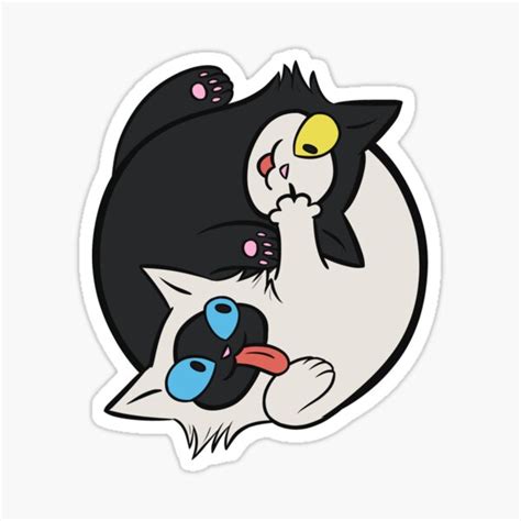 Yin Yang Kitty Cats Play Happy Sticker For Sale By Yinyangkat Redbubble