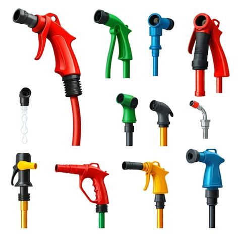 Hose Nozzle Vector Set White Background Isolated A High Qua Premium